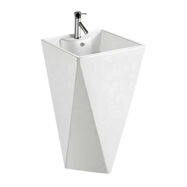 Geometric Pedestal Sink – White Modern Design – Pure Bath